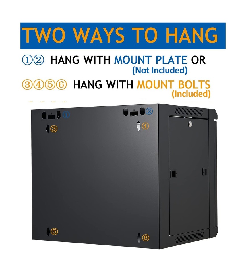 9U Wall Mount Server Cabinet Network Rack Enclosure Locking Glass Door ...