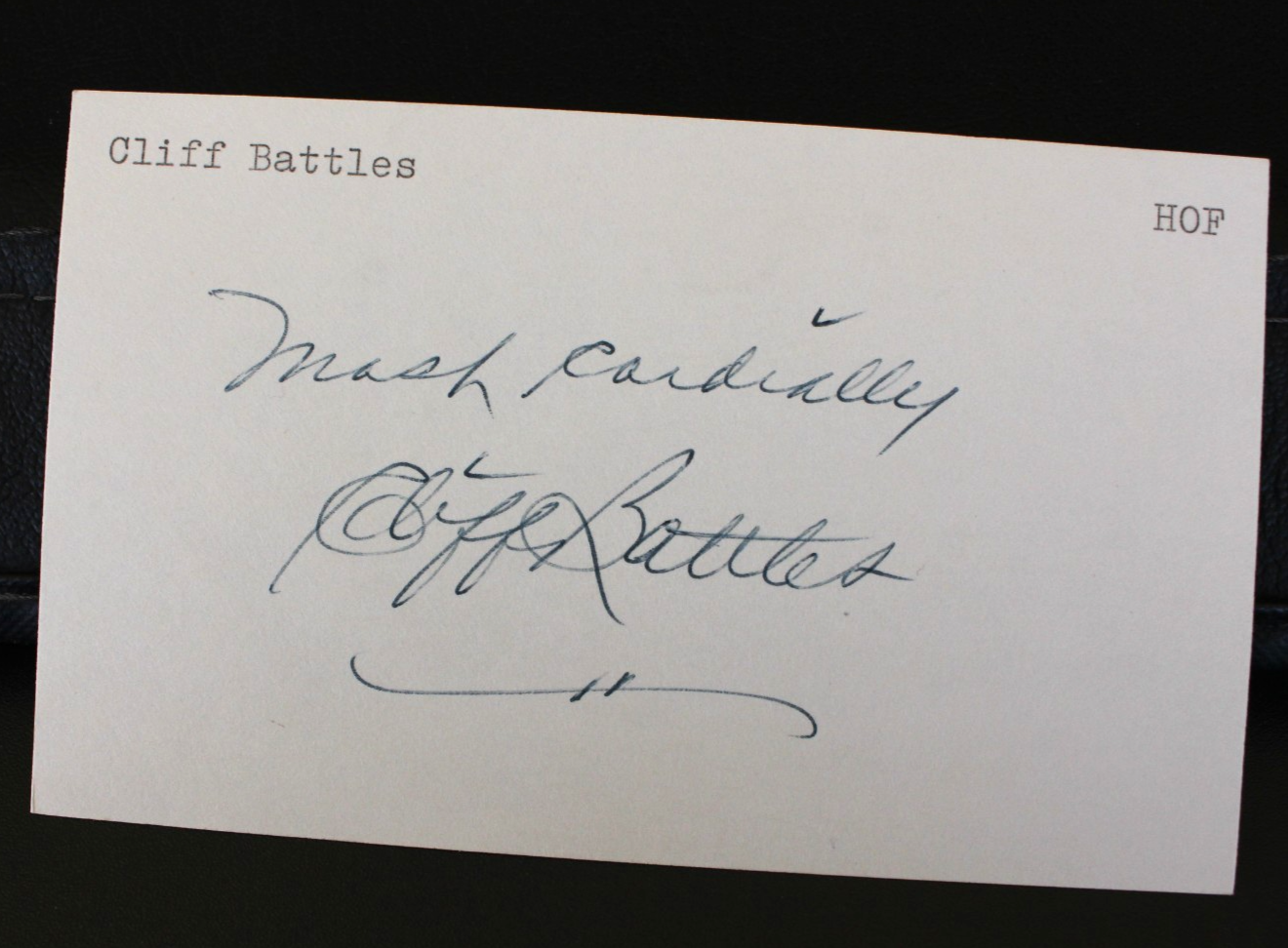 Cliff Battles HOF Signed/Inscribed 3x5 Index Card Redskins, Vintage NFL ...