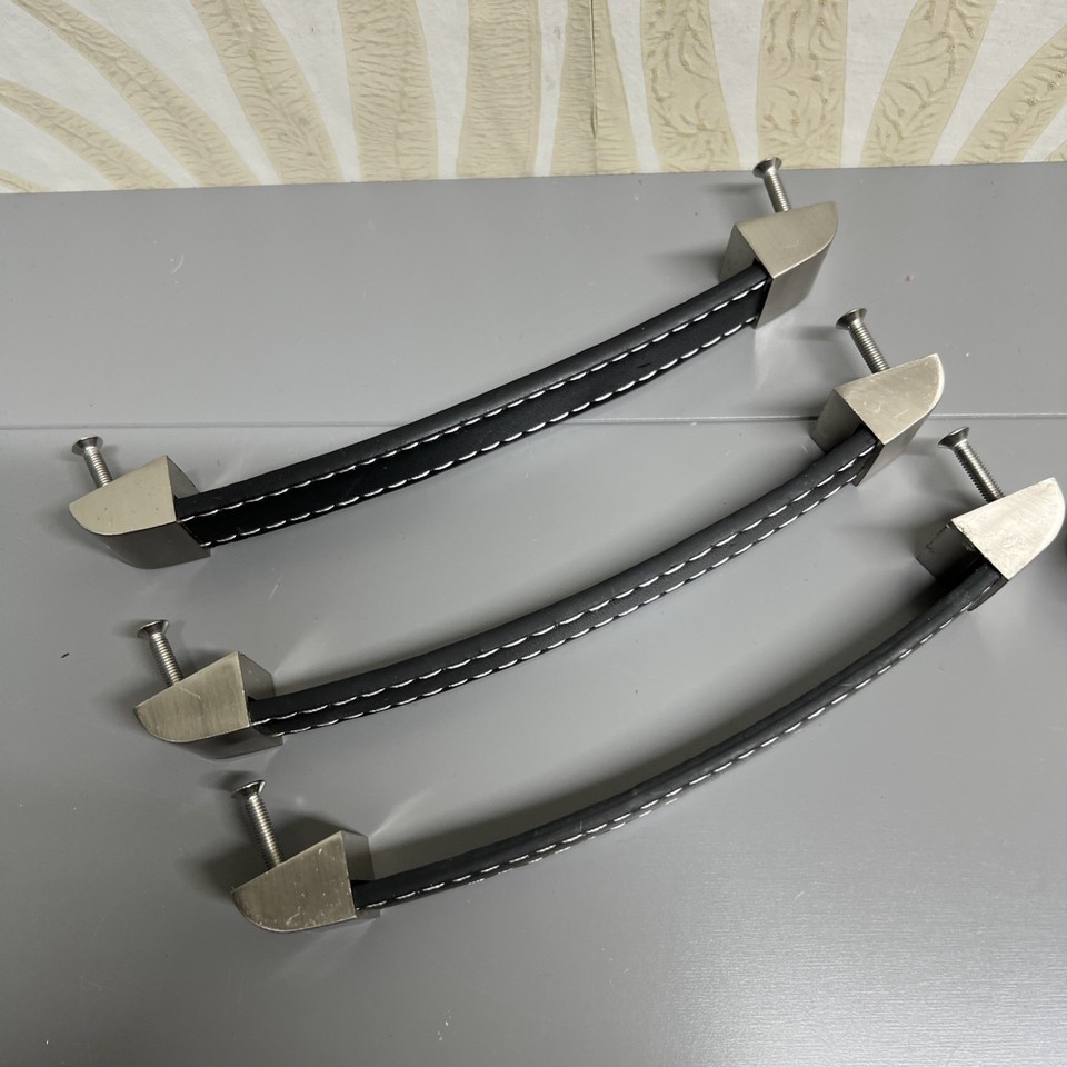 Black Handles 17.5cm Handle Leather Handle Suitcase Leather Drawer Pull ...