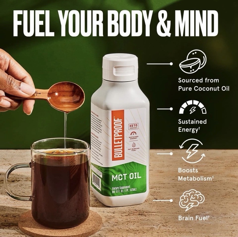 Bulletproof MCT Oil Made with C10 and C8 Oil 16 Ounces Keto Supplement ...