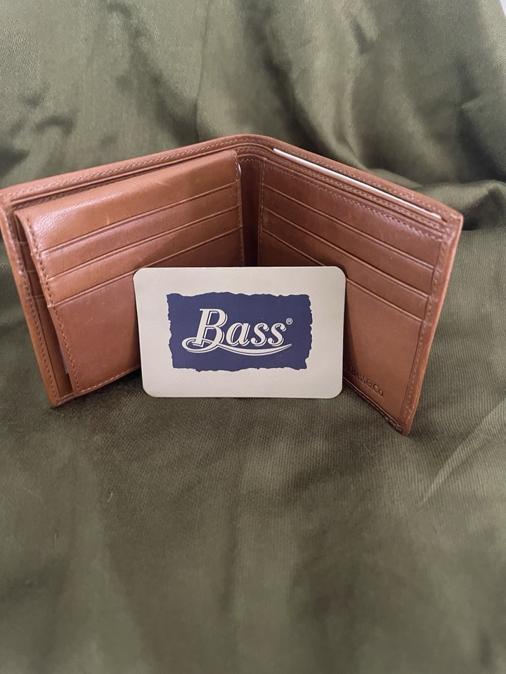 Bass Leather L Fold Wallet Cognac Brown | eBay