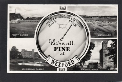 Postcard Wexford Ireland barometer All Fine multiview posted 1964 RP ...