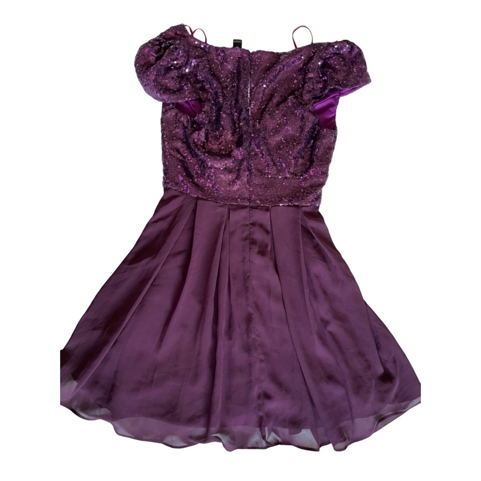 Windsor Purple Sequin Chiffon Dress Size S New with Tags Cap Sleeves ...