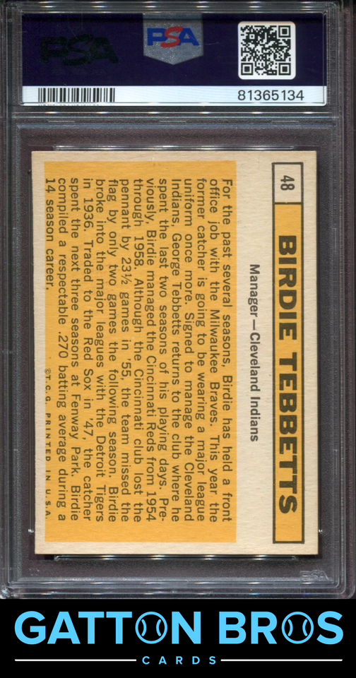 1963 Topps Birdie Tebbetts #48 PSA 6 EX-MT | eBay