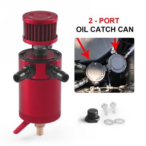 Universal 2-Port Oil Catch Can Tank Reservoir w/ Drain Valve Breather ...