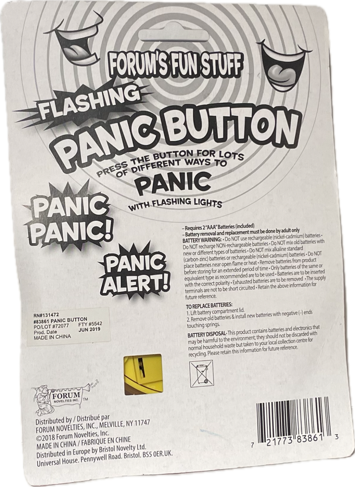 FLASHING PANIC BUTTON Funny Office Desk Gift Gag Joke Prank Alert Alarm ...