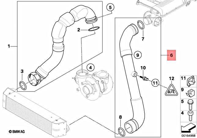Genuine BMW E60 E61 Sedan Wagon Intercooler Pipe Turbo Hose OEM ...