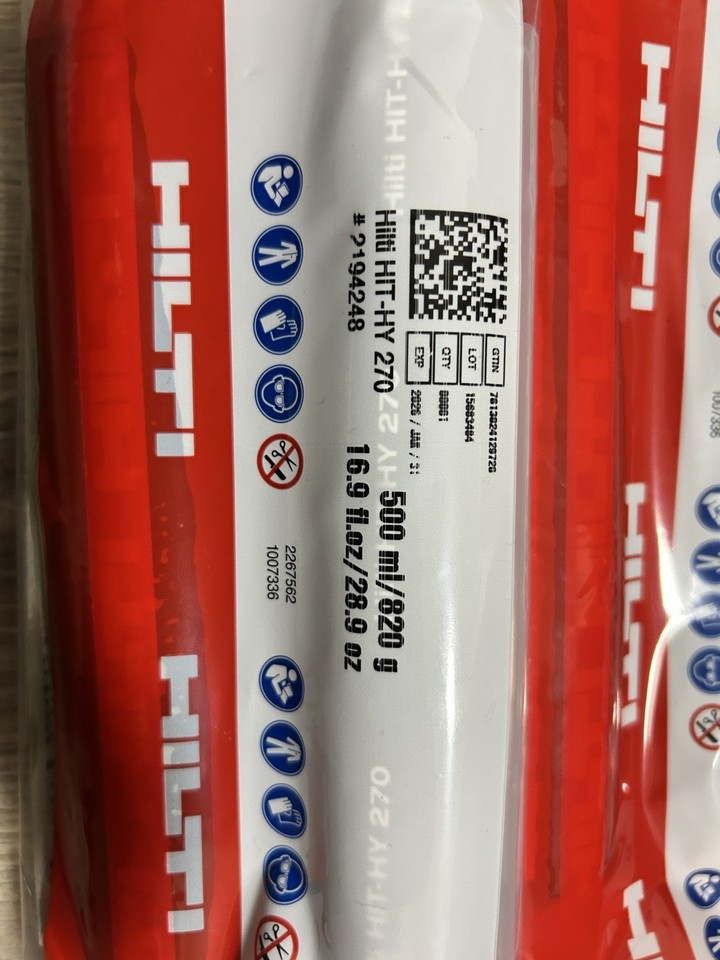 Hilti Hit-HY 270 LRG TUBE 500 ml 16.9 fl.oz Epoxy Adhesive unopened EXP ...