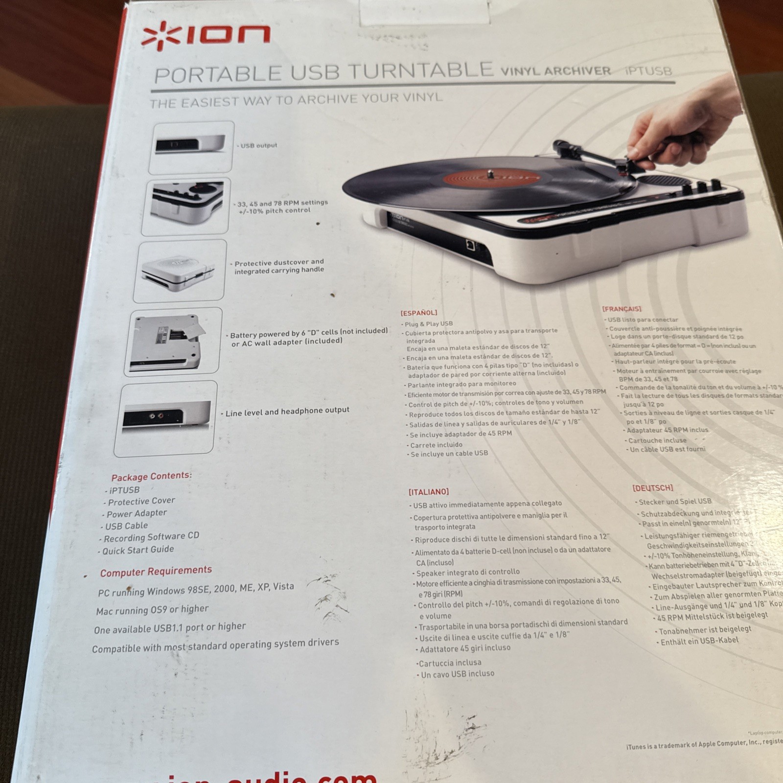 ION Portable USB Turntable Convert Vinyl to CD or Mp3 Built in Speaker ...