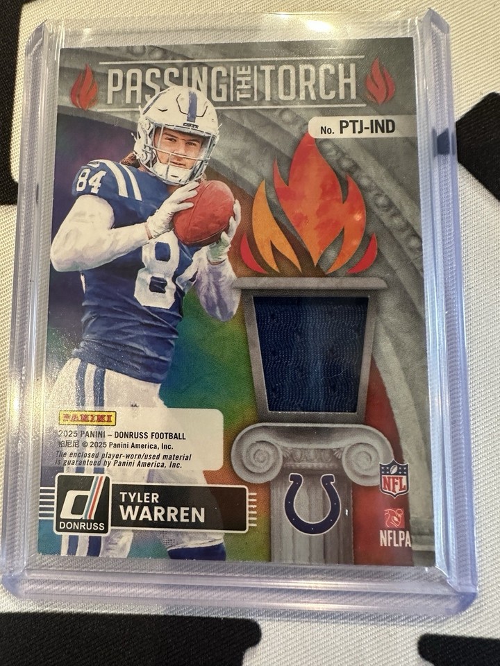 2025 Panini Donruss PASSING THE TORCH Tyler Warren/Dallas Clark /199 # ...