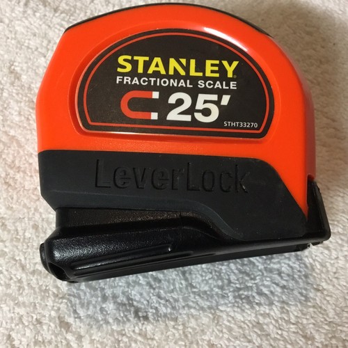 Stanley LeverLock 25' Tape Measure W/Fractional Scale & Hi Vis Orange ...