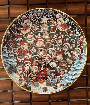 FRANKLIN MINT LIMITED EDITION "SANTA CLAWS" CHRISTMAS CAT PLATE 8” By ...