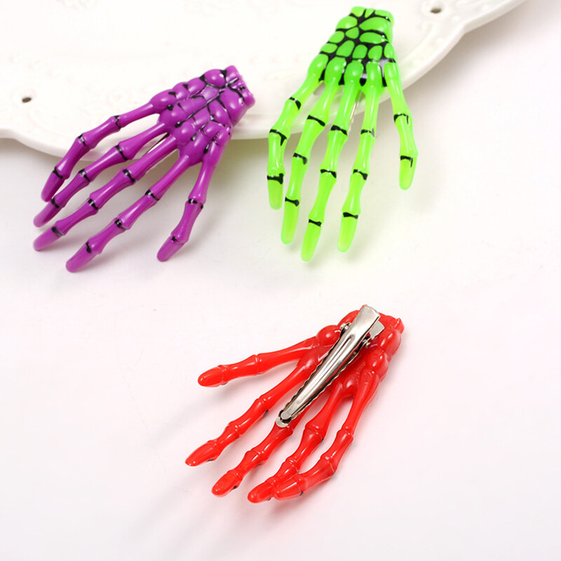 Halloween Skull Barrette Skeleton Hand Bone Hair Clip Hair Accessories ...