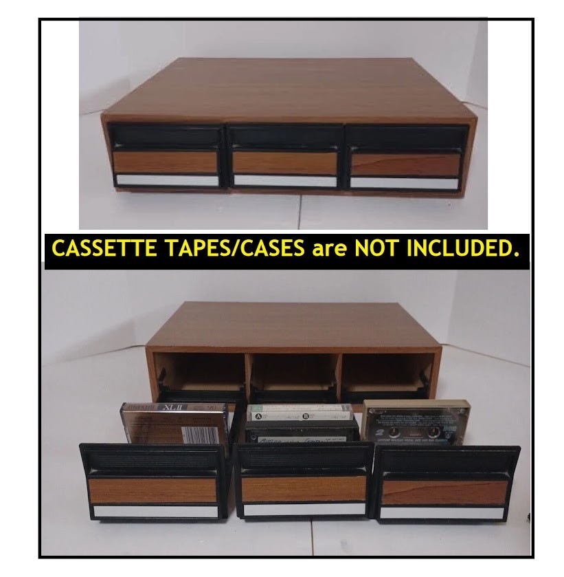Audio Cassettes Tapes Storage Organizer 3 DRAWER BOX Holds 42 AudioTape ...