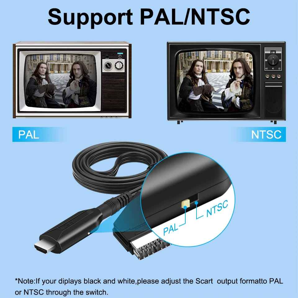 SCART to HDMI Converter Cable SCART > HDMI -- OLD DVD TO HD TV -- Video ...