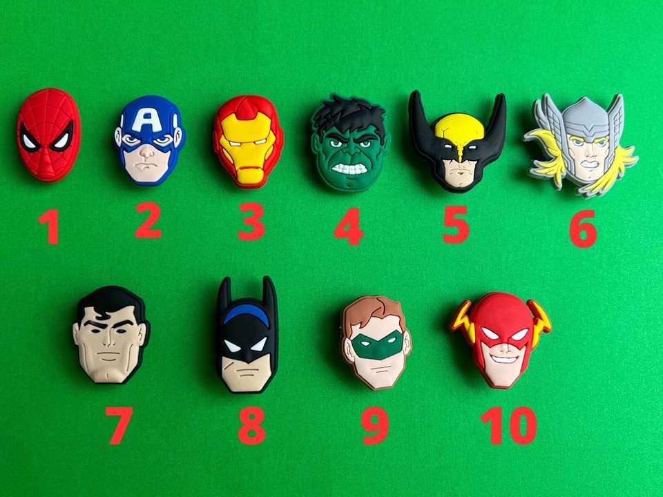 SUPER HEROS - THOR, CAPTAIN AMERICA, HULK SHOE CHARM Compatible w ...