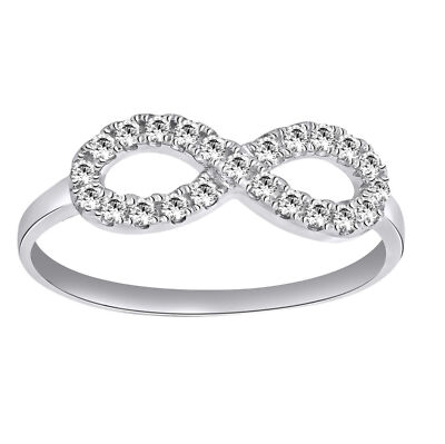 14K White Gold Cubic Zirconia Infinity Ring | eBay