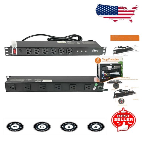 Multi-Outlet 1U Rackmount Surge Protector Power Strip - 12 Ports, 1700 ...