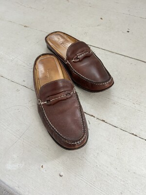 Cole Haan Womens Geniune Leather Hand Sewn Slip On Cognac Mules Shoes ...
