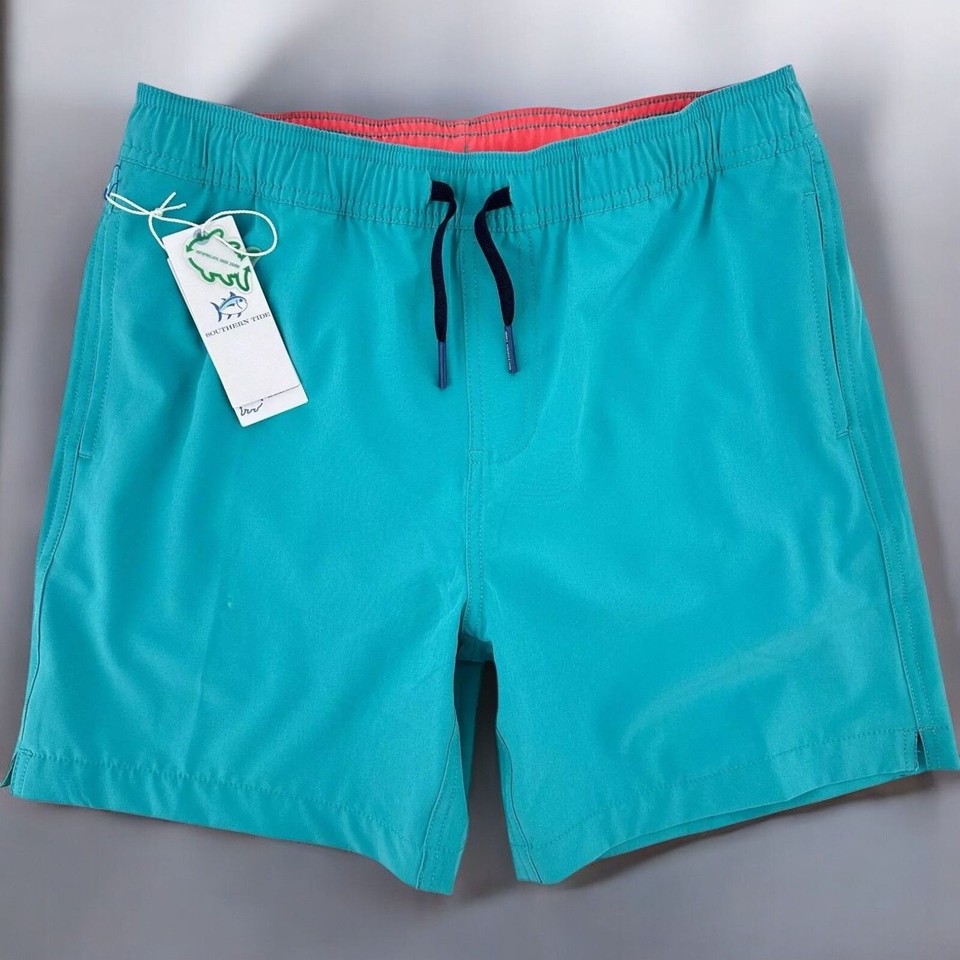 Southern Tide Boys XL-16 Quick Dry Tidal Wave Solid Turquoise Swim ...
