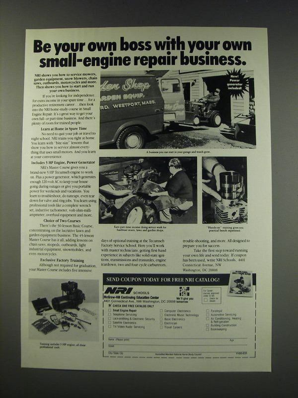 1991 NRI Schools Ad - Be your own boss with your own small engine ...