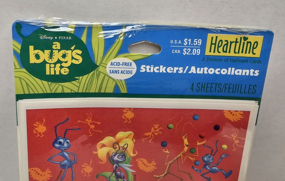 Vtg Disney Pixar A BUG'S LIFE Red SEALED Hallmark Stickers 4 Sheets ...