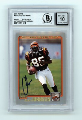 Chad Johnson 2001 Topps #340 Rookie RC Signed Beckett BGS 10 Auto ...