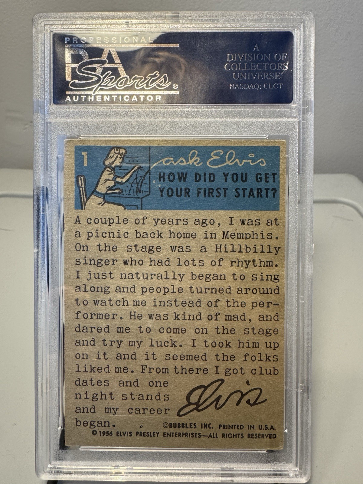1956 Topps Bubbles Elvis Presley Card #1 Go, Go, Go, Elvis Graded PSA 4 ...