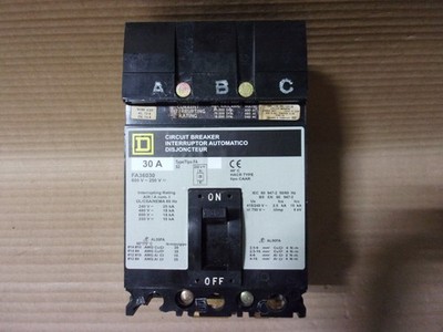 Square D FA FA36030 3 Pole 30 Amp 600V Relabeled Circuit Breaker FLAWED ...