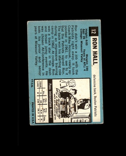 1964 Topps 12 Ron Hall DB RC VG #D1,436893 | eBay