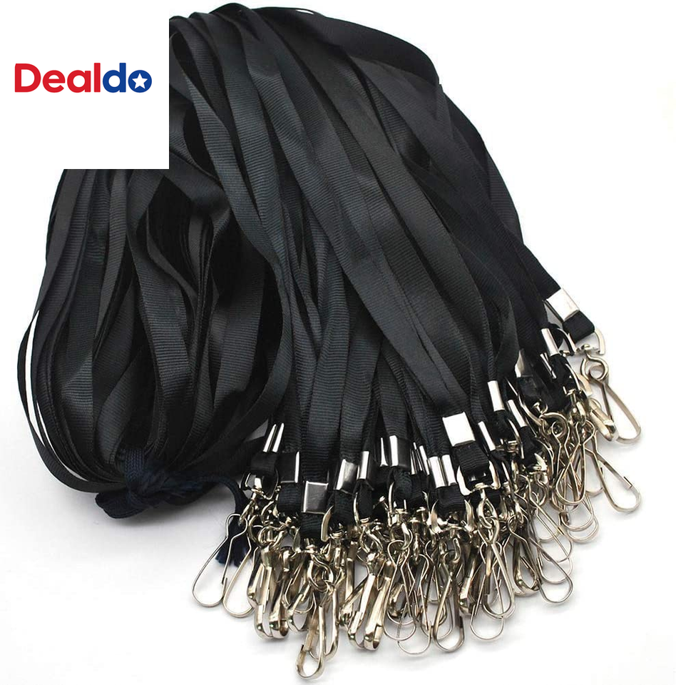 Black Lanyard Bulk Lanyards for Id Badges Flat Lanyard with Badge Clip ...