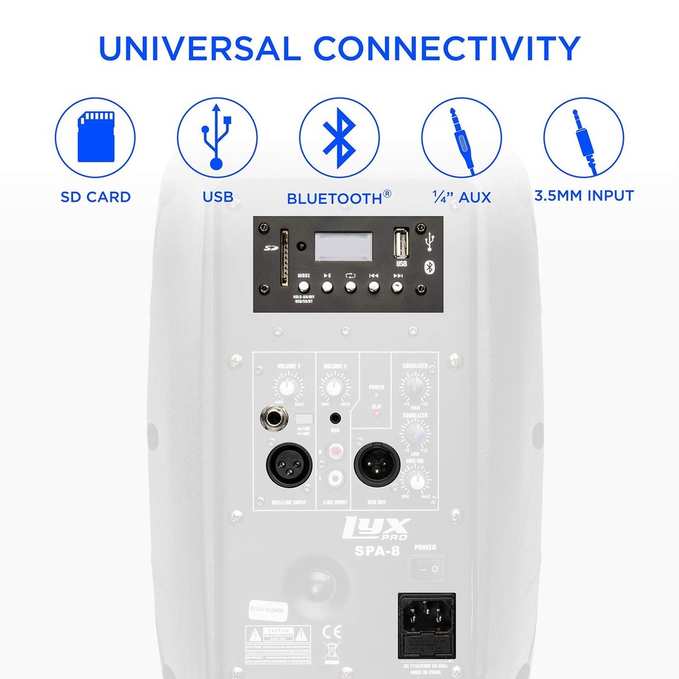 SPA-10 10" Inch Portable PA Speaker Powered Active Compact Lightweight ...