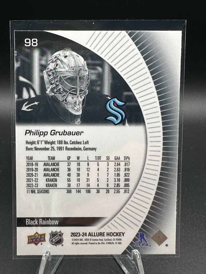 2023-24 UD Allure Philipp Grubauer Black Rainbow #98 Seattle Kraken | eBay