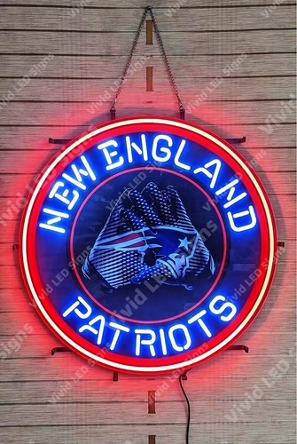 New England Patriots 24"x24" Vivid LED Neon Sign Light Lamp With Dimmer ...