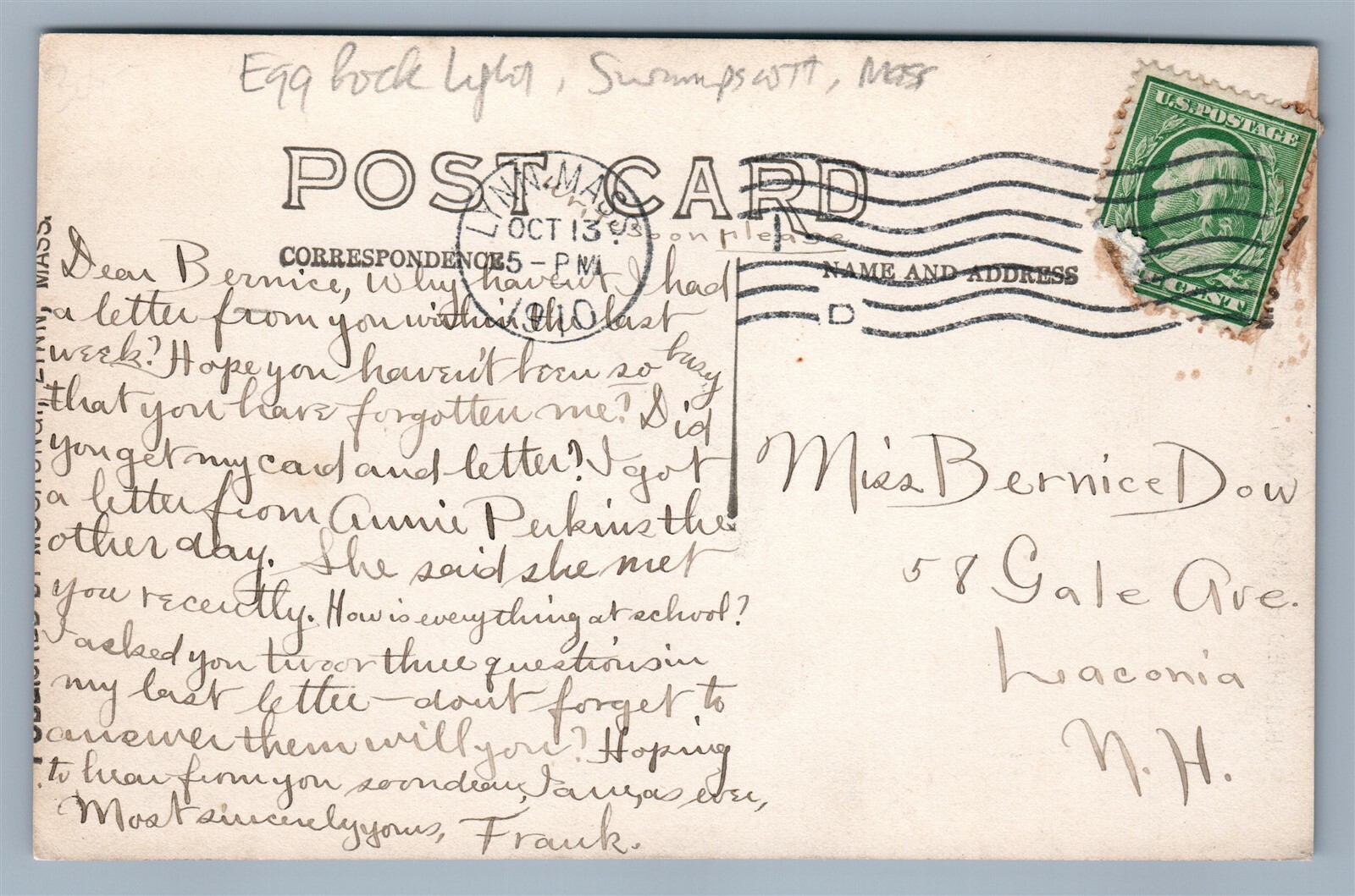 EGG ROCK LIGHTHOUSE off NAHANT MA ANTIQUE REAL PHOTO POSTCARD RPPC | eBay