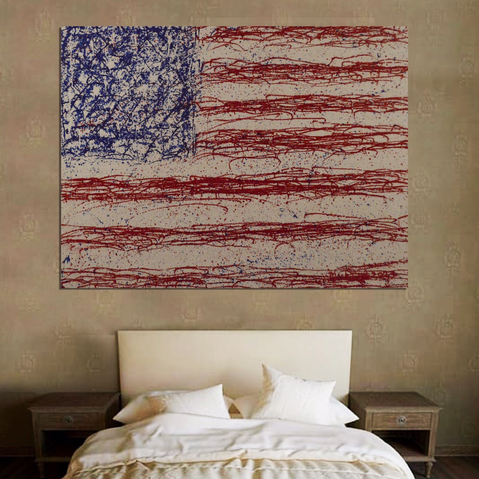 Jackson Pollock style XL Painting 81” X 62”American Flag, Modern,6 ...