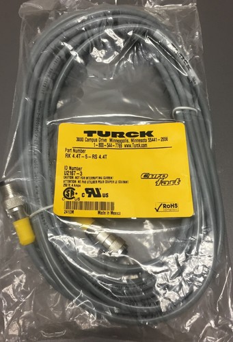 Turck RK 4.4T-5-RS 4.4T, Cordsets W/straight female/Male M12 Eurofast ...