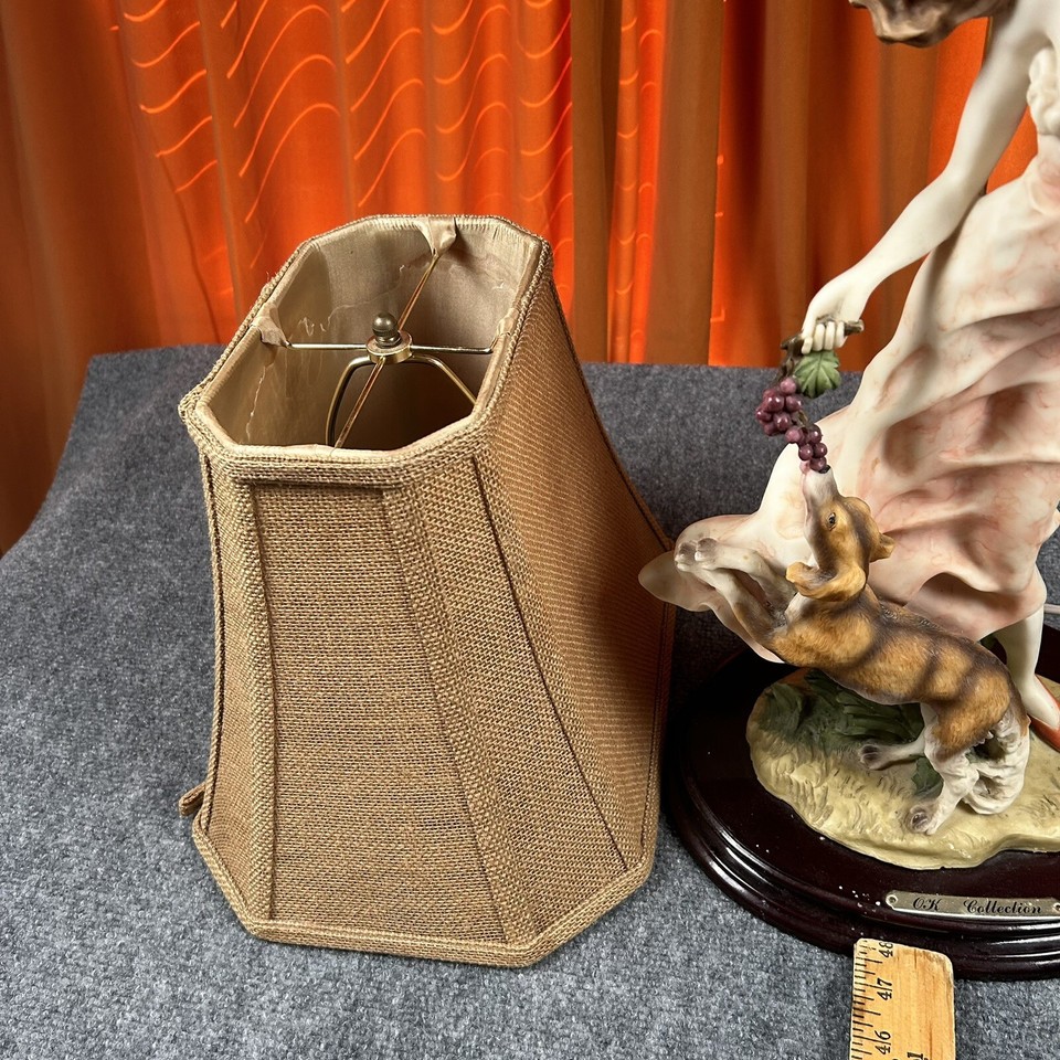 Vintage Ok Collection Lamp 6 Monet Girl Dog Fruit Painted Art Shade ...