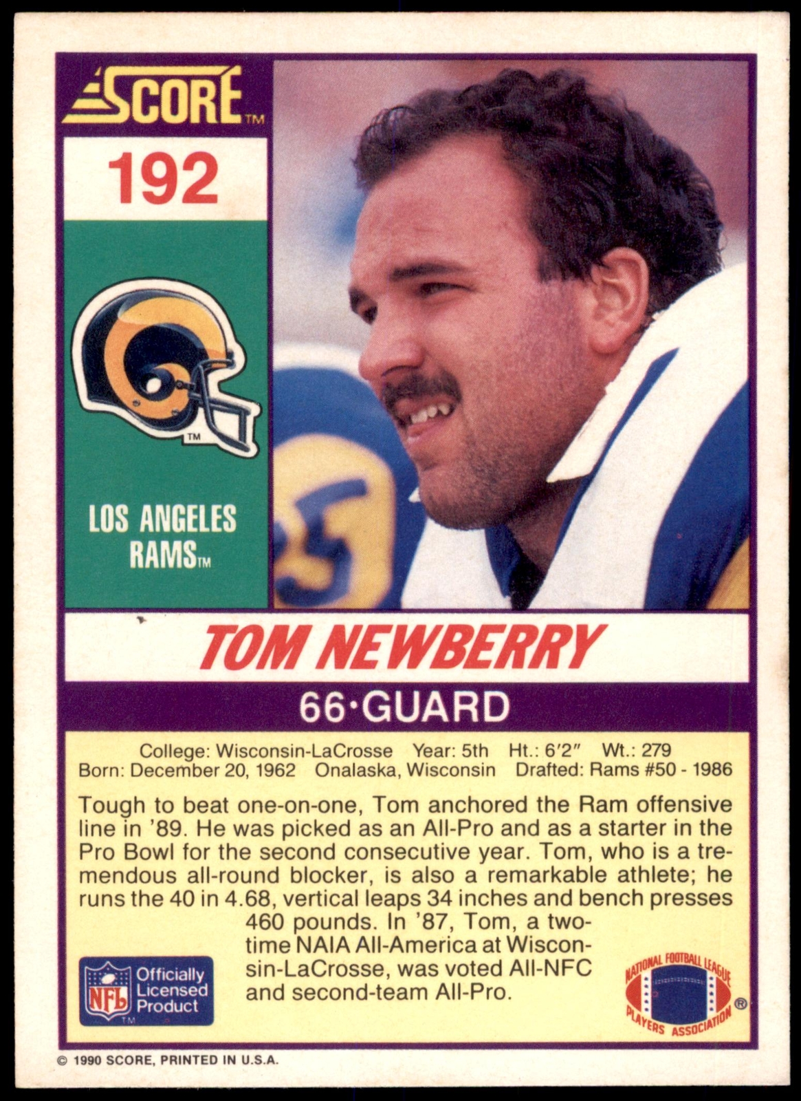 1990 Score - #192 Tom Newberry for sale online | eBay