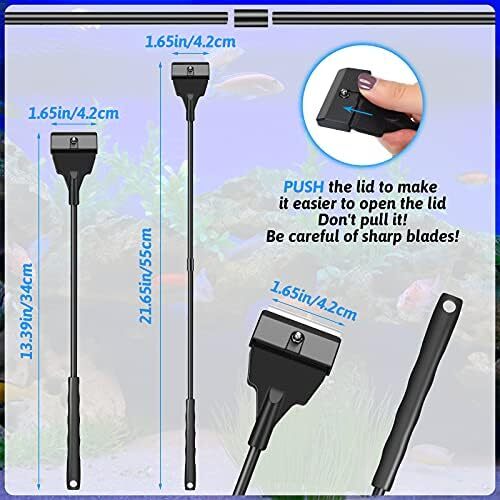 Aquarium Algae Scraper for Glass Aquariums with 5 Replaceable Blades ...