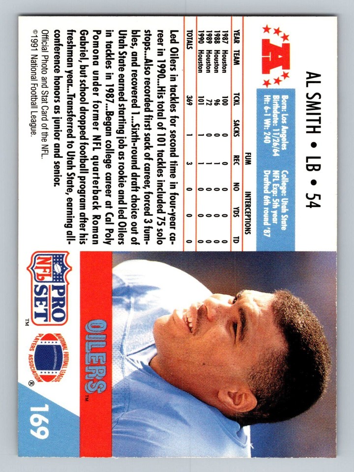 1991 Pro Set #169 Al Smith Houston Oilers | eBay