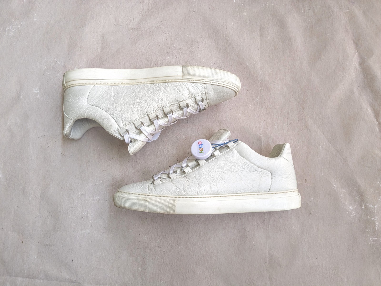 Balenciaga Arena White Men 11 44 Leather Low Top Snea… - Gem