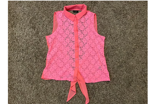 Junior's rue 21 sheer summer top size Medium florescent orange ...