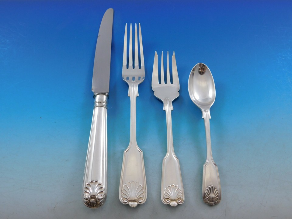 Fiddle Thread & Shell CJ Vander English Sterling Silver Flatware Set 30 ...