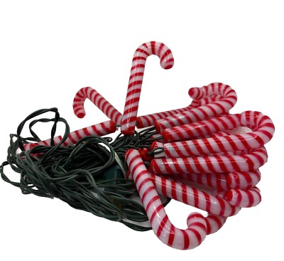 Candy Cane String Lights Vintage Blow Mold MCM 20 Canes 40 bulbs Made ...