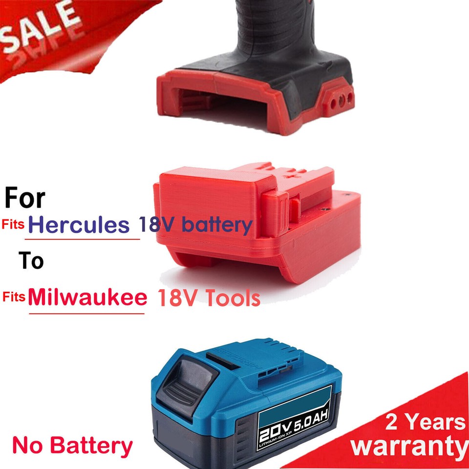 Adapter For Hercules 18V Li-ion Battery to on Milwaukee 18V Power Tools ...