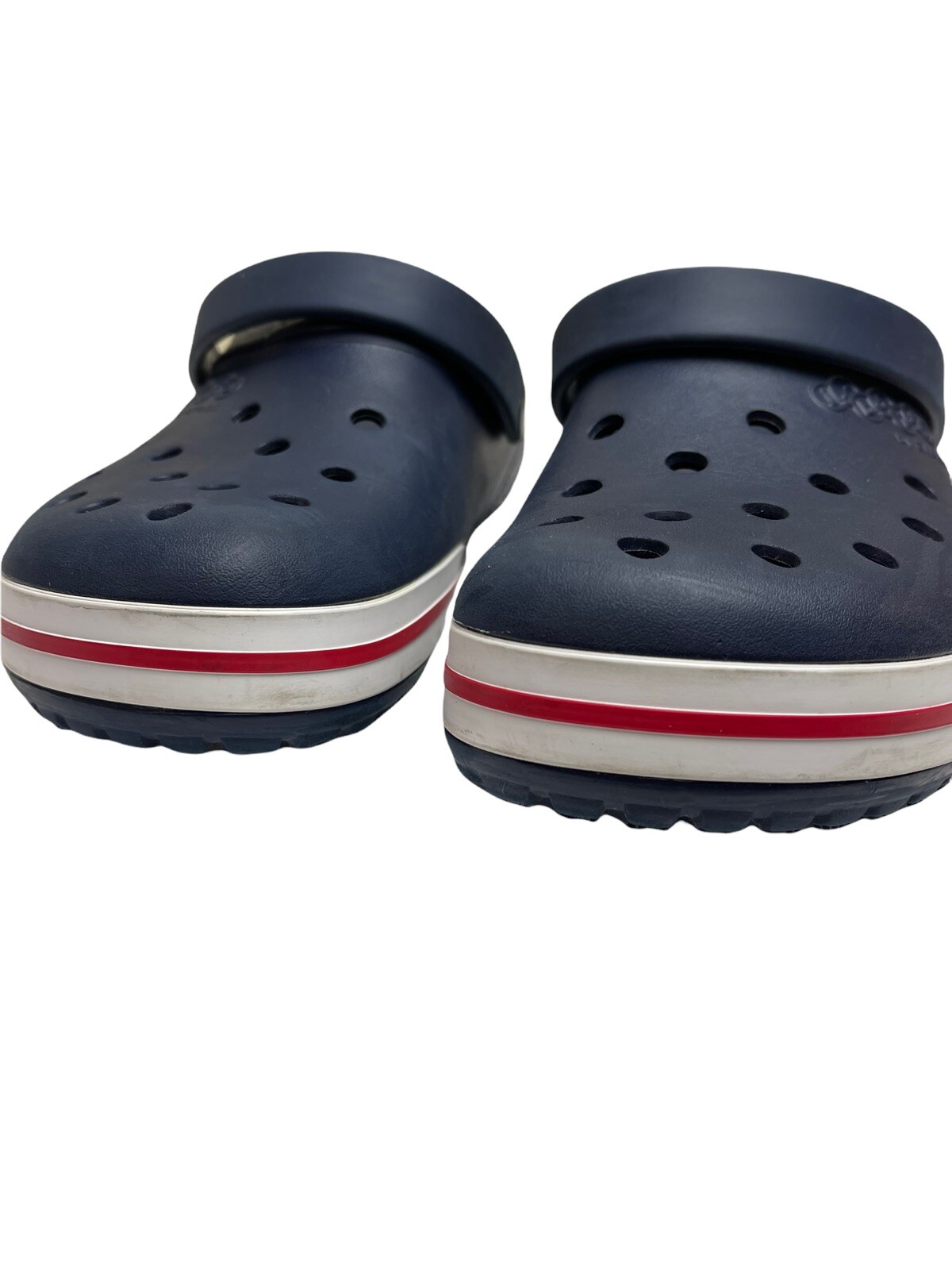 Jibbitz by Crocs Kilby Blue White Red Stripe Clogs Men's 10 Women's 12 ...