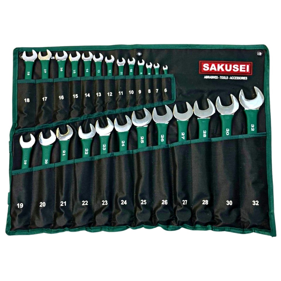 SAKUSEI 25pc Combination Spanner Set Metric 6 - 32mm Soft Grip with ...