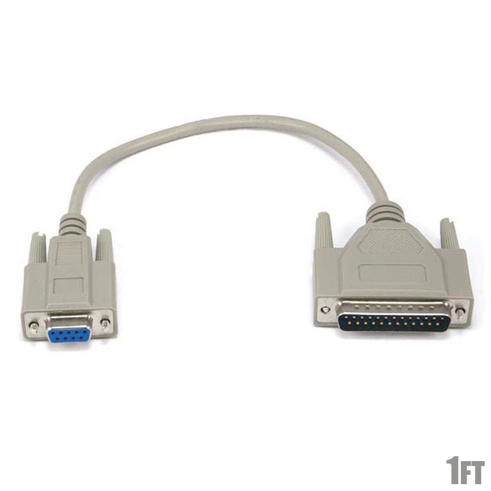 1FT Serial RS-232 DB25 25-Pin Male to DB9 9-Pin Female AT Modem Molded ...