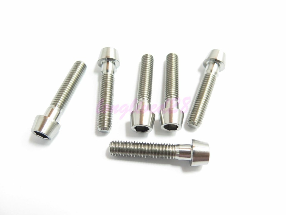 Titanium M6 x 30mm Tapered Ti Bolt Taper Hex Allen Socket Head Screw ...